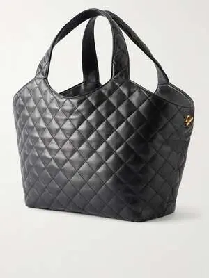 Saint Laurent Icare Logo-embellished Medium Matelassé Leather Tote