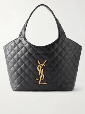 Saint Laurent Icare Medium Quilted Leather Tote - Black