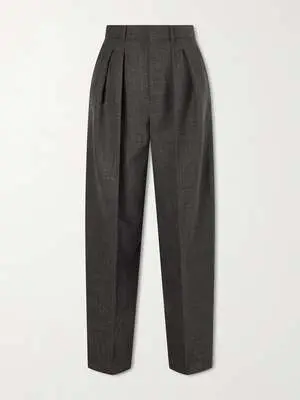 Saint Laurent Wool Wide-leg Pleated Pants - Gray