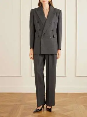 Saint Laurent Wool Wide-leg Pleated Pants