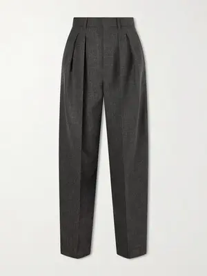 Saint Laurent Wool Wide-leg Pleated Pants - Gray