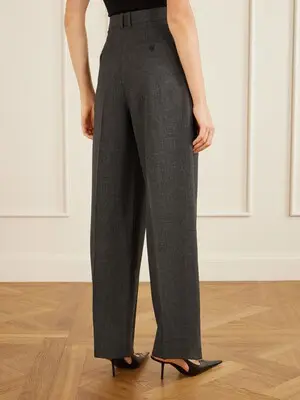 Saint Laurent Wool Wide-leg Pleated Trousers
