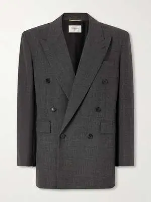 Saint Laurent Wool Double-breasted Blazer - Gray