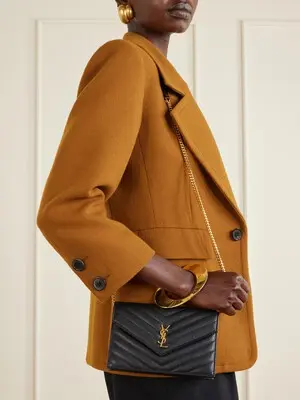 Saint Laurent Cassandre Envelope Chain Mini Matelassé Leather Wallet