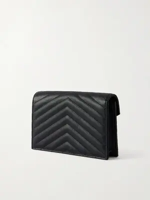 Saint Laurent Cassandre Envelope Chain Mini Matelassé Leather Wallet