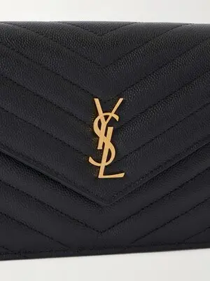 Saint Laurent Cassandre Envelope Chain Mini Matelassé Leather Wallet