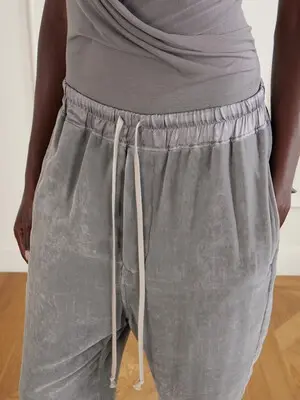 Rick Owens Cropped Velvet Tapered Pants