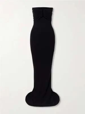 Rick Owens Allanah Strapless Draped Jersey Maxi Dress - Black