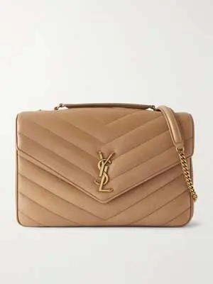 Saint Laurent Loulou Large Matelassé Leather Shoulder Bag - Tan