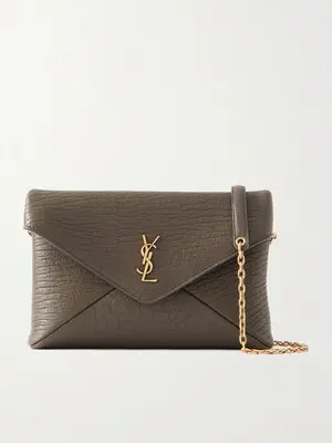 Saint Laurent Cassandre Textured-leather Shoulder Bag - Brown