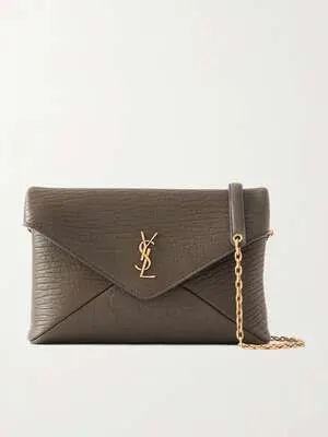 Saint Laurent Cassandre Textured-leather Shoulder Bag - Chocolate