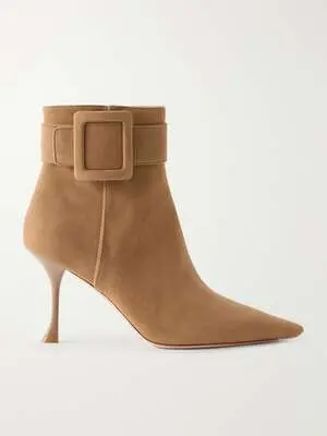 ROGER VIVIER Viv Ville 85 Suede Ankle Boots - Tan