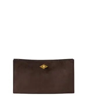 METIER Ease Suede Clutch With Detachable Shoulder Strap - Brown