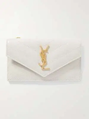 Saint Laurent Cassandre Quilted Textured-leather Wallet