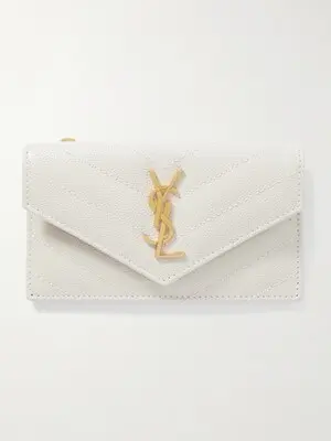 Saint Laurent Cassandre Quilted Leather Wallet - Neutrals