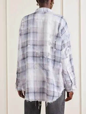 R13 Distressed Checked Crinkled-cotton Gauze Shirt