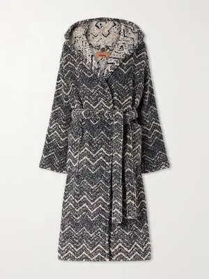 Missoni Azul Hooded Cotton Robe - Brown