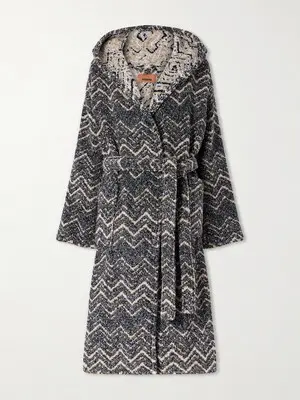 Missoni Azul Hooded Cotton Robe - Brown