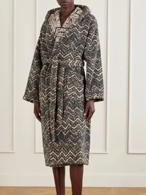 Missoni Azul Hooded Cotton Robe - Brown