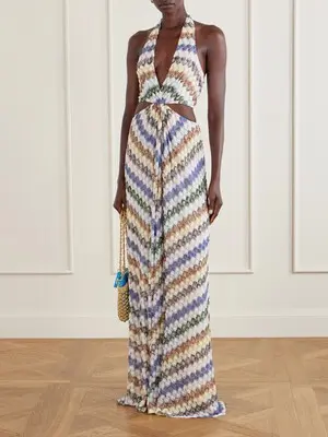 Missoni Striped Metallic Crochet Maxi Dress