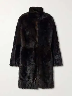 Nour Hammour Blaise Shearling Coat - Dark Brown