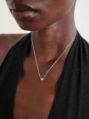 LOREN STEWART 14-karat Gold And Sterling Emerald Cut Diamond Necklace