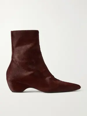 Khaite Sybil Calf Hair Ankle Boots - Brown