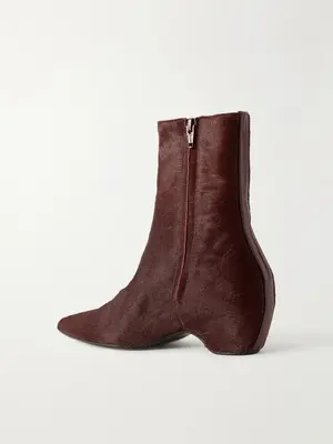 Khaite Sybil Calf Hair Ankle Boots - Brown
