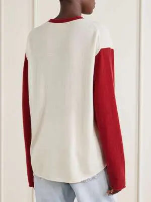Guest In Residence Baseball Two-tone Cashmere Sweater