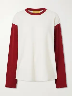 Guest In Residence Two-tone Cashmere Baseball Sweater - Neutrals