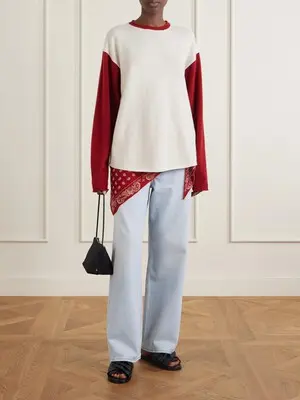 Guest In Residence Two-tone Cashmere Baseball Sweater - Neutrals