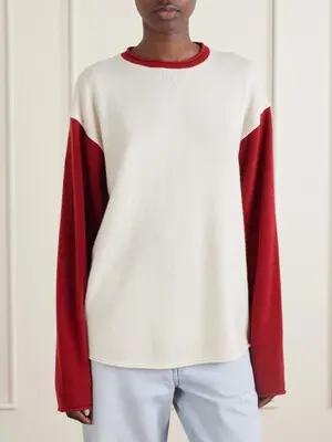 Guest In Residence Two-tone Cashmere Baseball Sweater - Neutrals