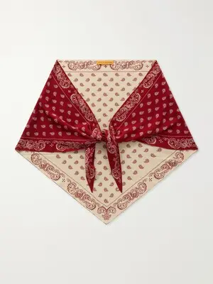 Guest In Residence The Wild Rag Cotton And Silk-blend Jacquard Scarf - Red