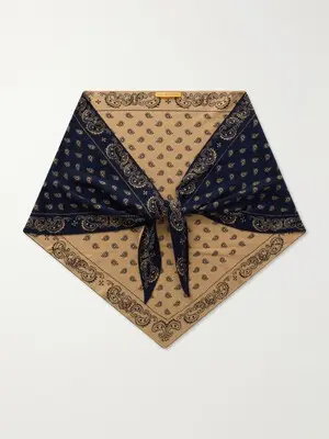 Guest In Residence The Wild Rag Cotton And Silk-blend Jacquard Scarf - Blue