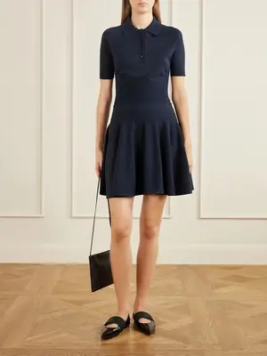 Givenchy Ribbed Cotton-blend Polo Dress - Blue