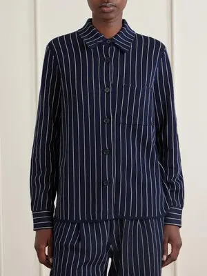 Guest In Residence Pinstriped Cotton And Silk-blend Shirt Cardigan