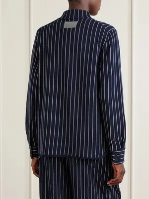 Guest In Residence Pinstriped Cotton And Silk-blend Shirt Cardigan