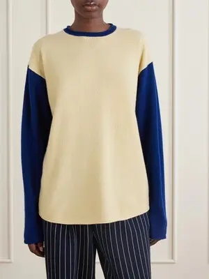 Guest In Residence Two-tone Cashmere Baseball Sweater - Yellow