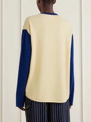Guest In Residence Two-tone Cashmere Baseball Sweater - Yellow