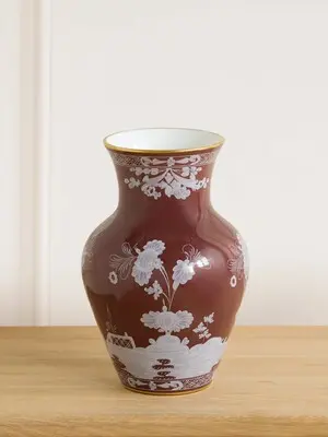 GINORI 1735 Oriente Italiano Porcelain Vase With Gold Accents - Brown