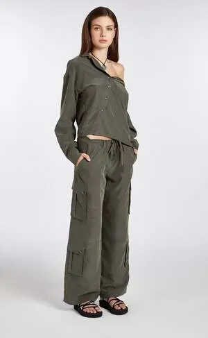 Sab Studio One Shoulder Asymmetric Button Up