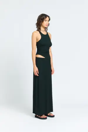 Sab Studio Asymmetric Ruched Racerback Tank Top