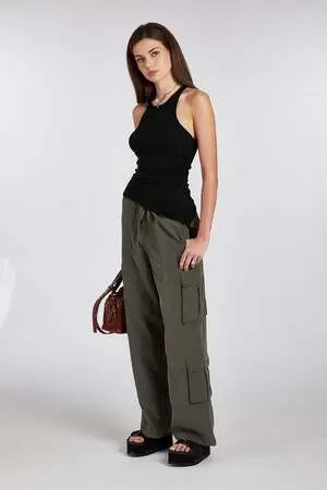 Sab Studio Asymmetric Ruched Racerback Tank Top
