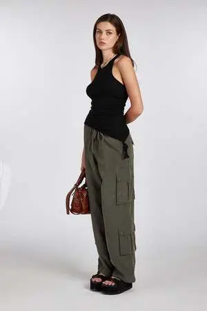Sab Studio Asymmetric Ruched Racerback Tank Top