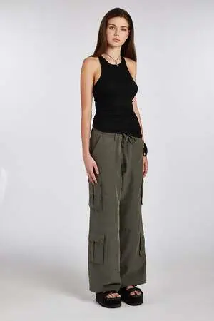 Sab Studio Asymmetric Ruched Racerback Tank Top