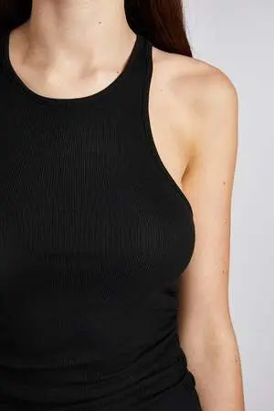 Sab Studio Asymmetric Ruched Racerback Tank Top