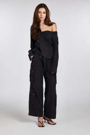 Sab Studio One Shoulder Asymmetric Button Up