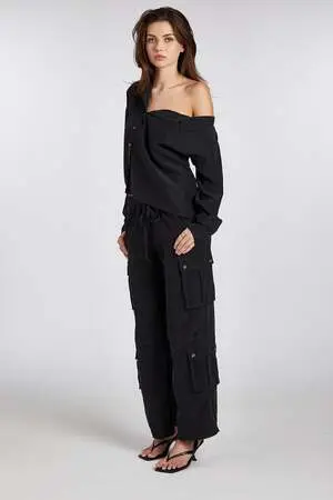 Sab Studio One Shoulder Asymmetric Button Up