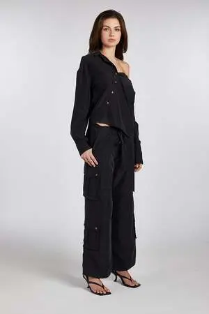 Sab Studio One Shoulder Asymmetric Button Up