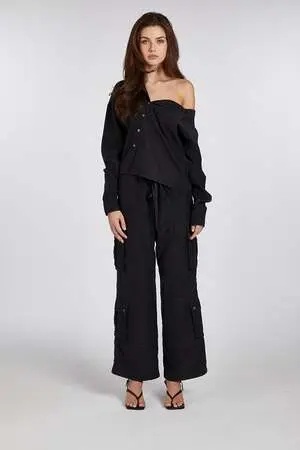 Sab Studio One Shoulder Asymmetric Button Up